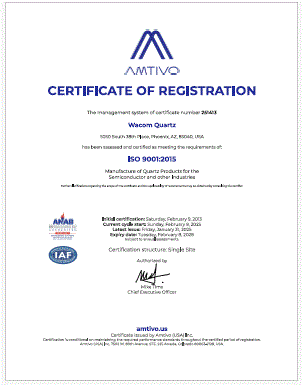 Wacom Quartz - ISO 9001 Quality System